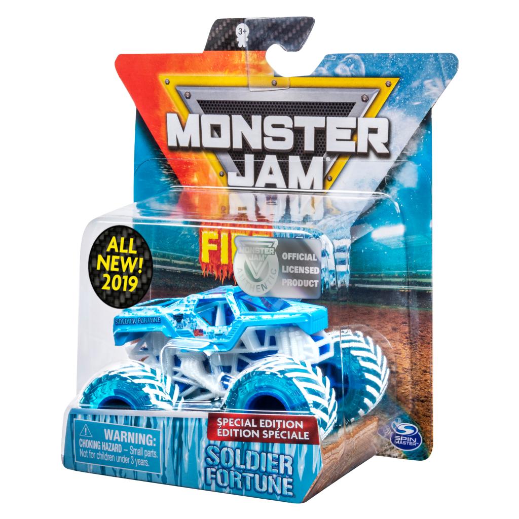 Monster Jam, Fire & Ice Soldier Fortune Monster Truck, Die-Cast Vehicle ...