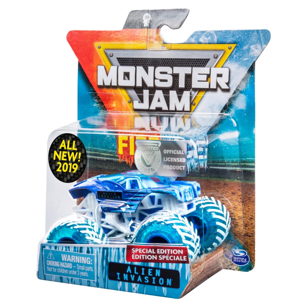 Monster Jam, Fire & Ice Alien Invasion Monster Truck, Die-Cast Vehicle ...