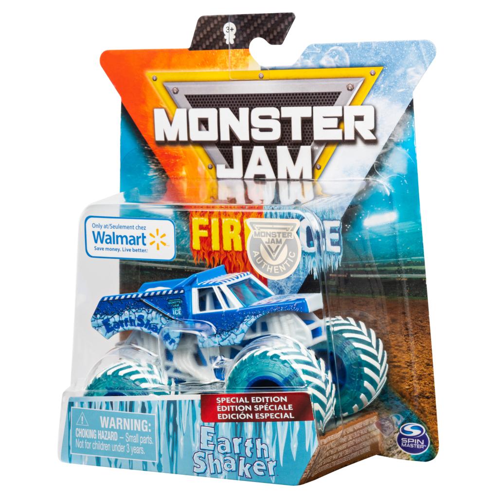Monster Jam, Fire & Ice Earth Shaker Monster Truck, Die-Cast Vehicle ...