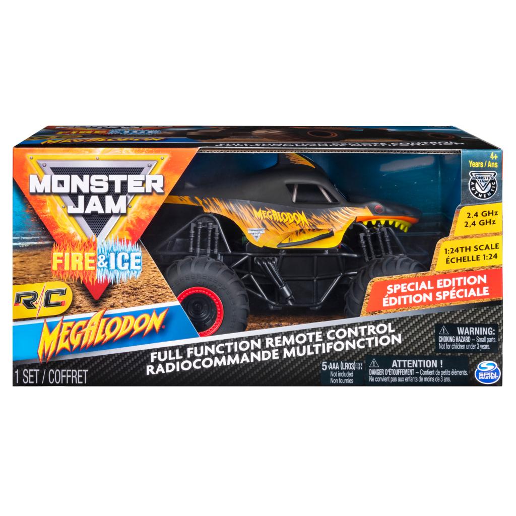 Monster Jam, Official Fire & Ice Megalodon RC Truck, 1:24 Scale, 2.4 ...