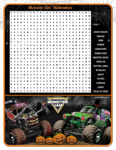 Monster Jam Halloween 2024 Word Search | Monster Jam®